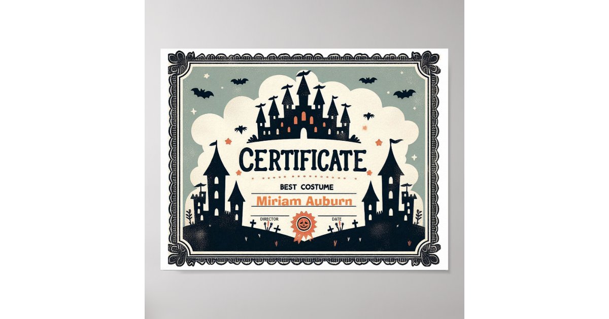 Best Costume Certificate - Haunted Castle Poster | Zazzle