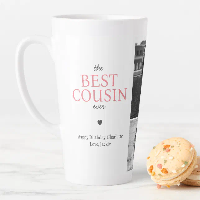 Best Cousin Ever Quote Personalized Photo Collage Latte Mug | Zazzle