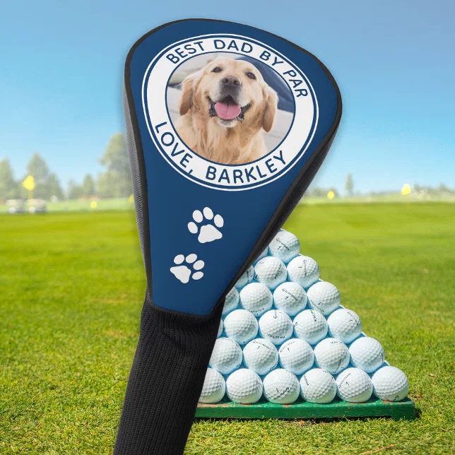 Best Dad By Par Personalized Pet Dog Photo Golf Head Cover | Zazzle