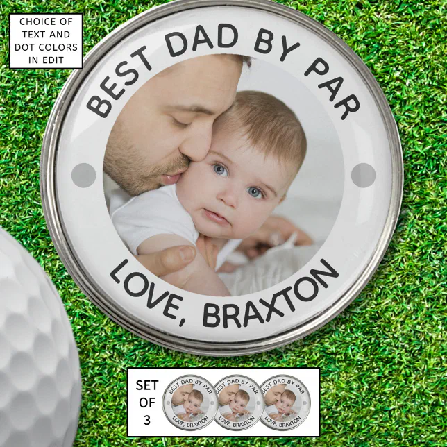 BEST DAD BY PAR Photo Personalized Golf Ball Marker | Zazzle