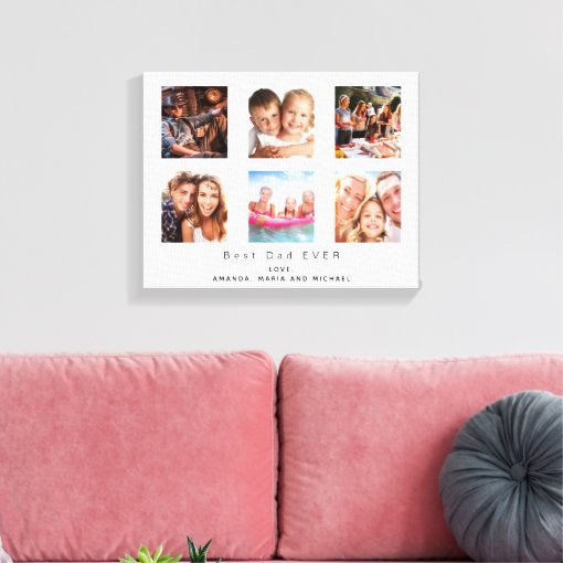 Best dad custom photo family collage father canvas print | Zazzle