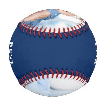 Best Dad Ever 2 Photo Blue Baseball | Zazzle