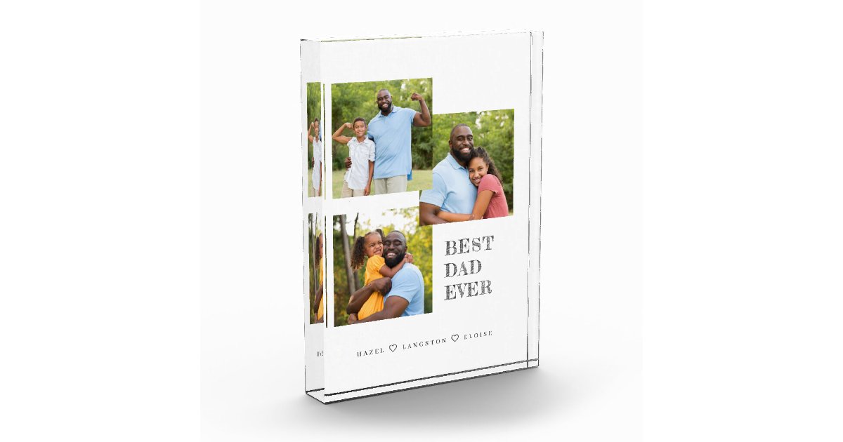 Best Dad Ever 3 Photo Collage Block | Zazzle