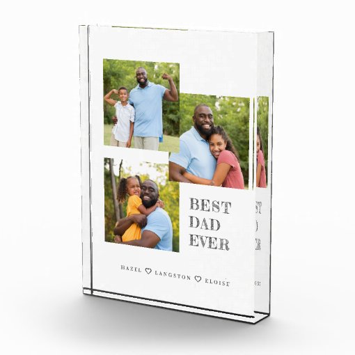 Best Dad Ever 3 Photo Collage Block | Zazzle