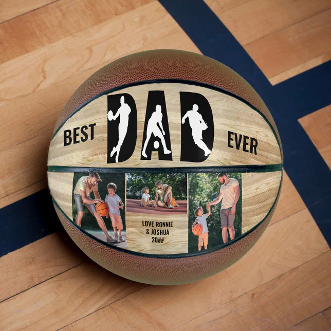 Best Dad Ever 3 Photo Letter Cut-Out Basketball | Zazzle