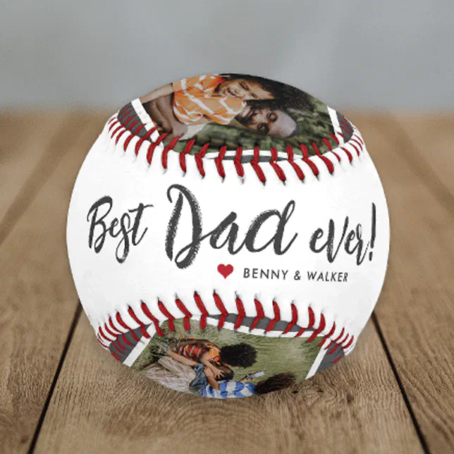 Best Dad Ever 4 Photo Collage Fathers Day Baseball | Zazzle