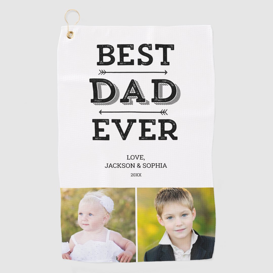 Best Dad Ever Arrows Custom Personalized Photo Golf Towel | Zazzle