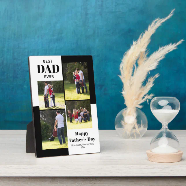 Best Dad Ever black, white Father's Day photo Plaque | Zazzle
