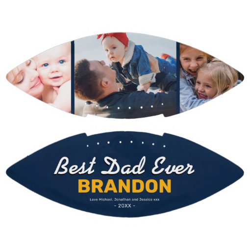 Best Dad Ever Blue Custom Photo Football | Zazzle