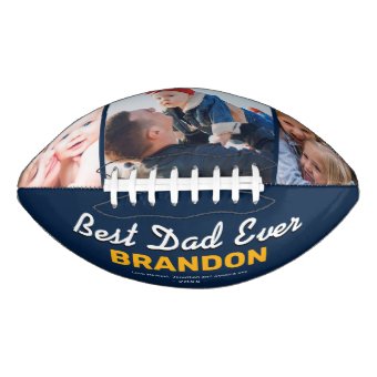 Best Dad Ever Blue Custom Photo Football | Zazzle