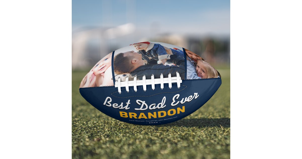 Best Dad Ever Blue Custom Photo Football | Zazzle