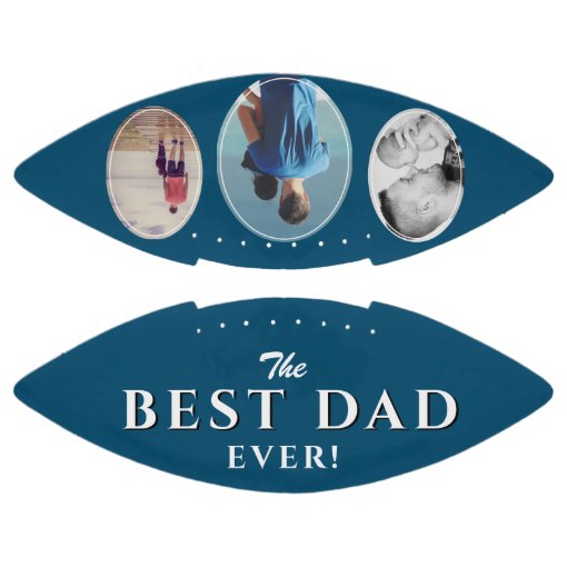 Best Dad Ever Blue Father 3 Photo Collage Football | Zazzle