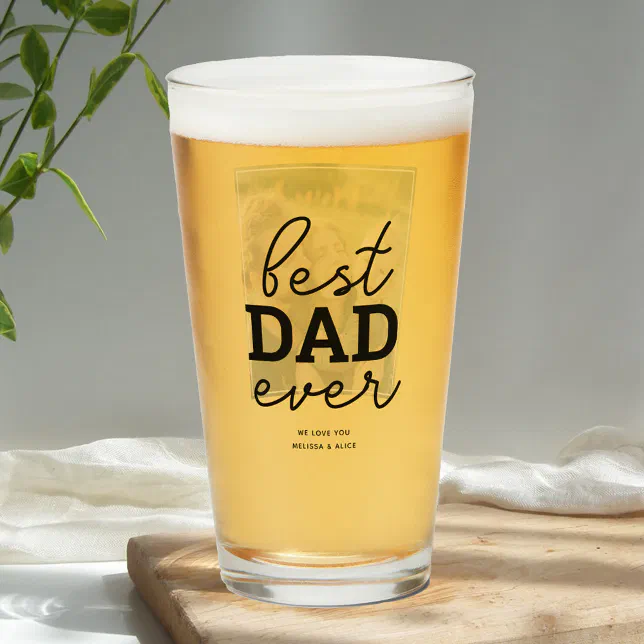 Best Dad Ever Calligraphy Photo Glass | Zazzle