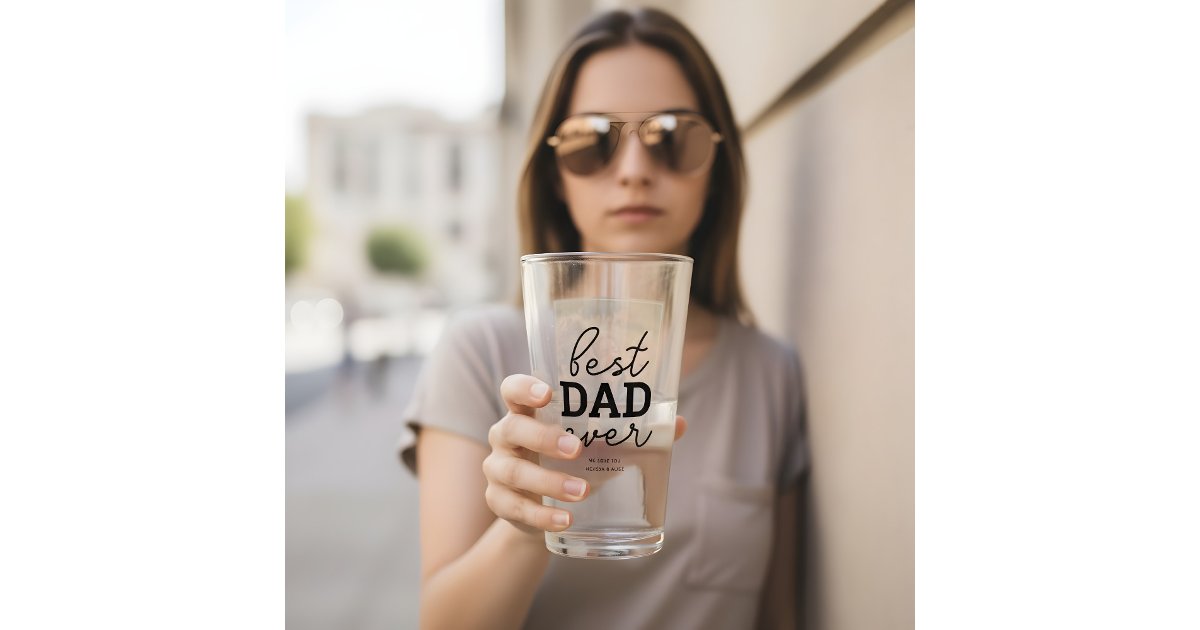 Best Dad Ever Calligraphy Photo Glass | Zazzle