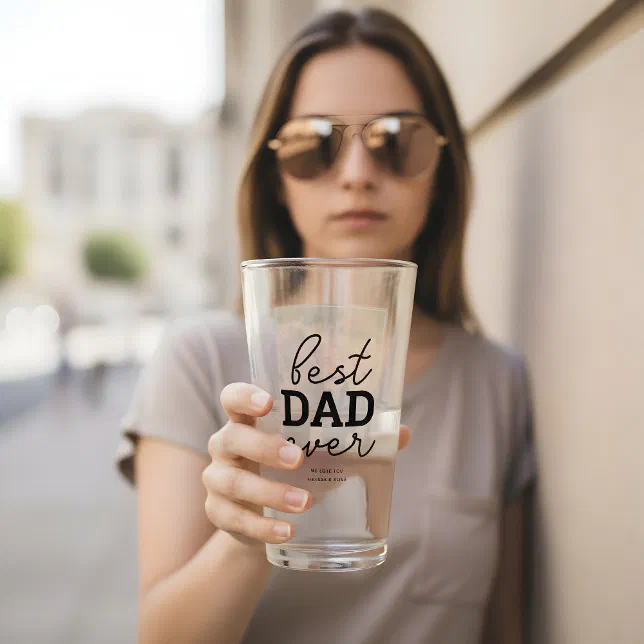 Best Dad Ever Calligraphy Photo Glass | Zazzle