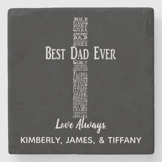 Best Dad Ever Christian Cross Stone Coaster | Zazzle