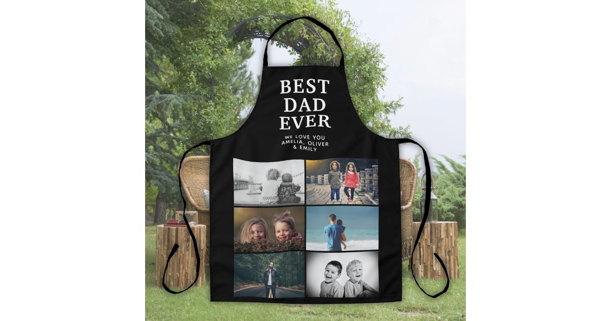 Best Dad Ever Custom 6 Photo Collage Apron | Zazzle