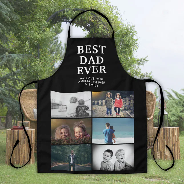 Best Dad Ever Custom 6 Photo Collage Apron | Zazzle