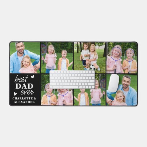 Best DAD Ever Custom 7 Photo Collage Personalized Desk Mat | Zazzle