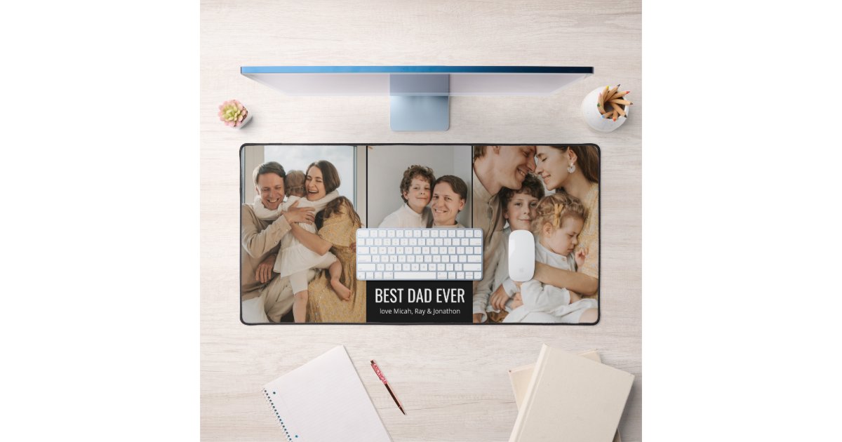 Best Dad Ever Custom Photo Desk Mat | Zazzle