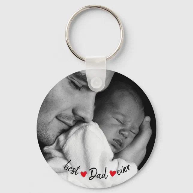 Best Dad Ever Custom Photo Keychain | Zazzle