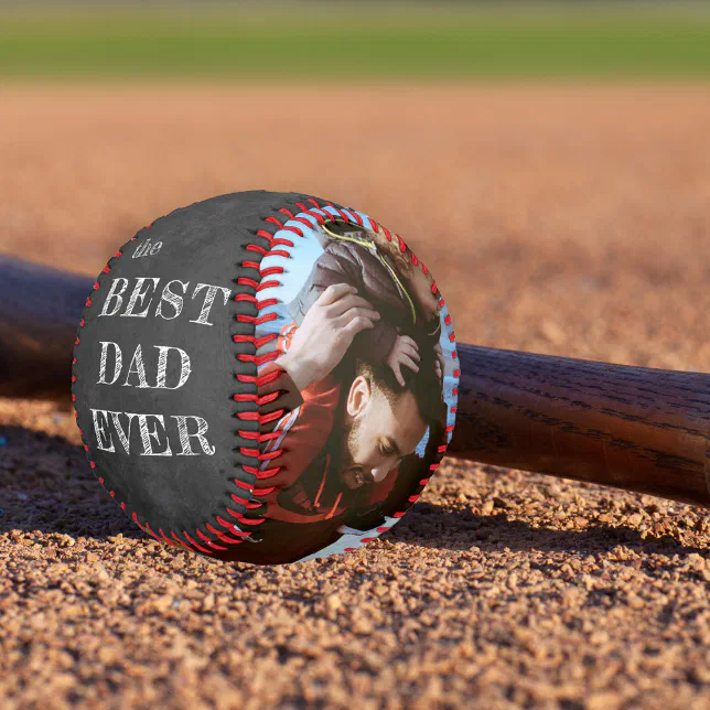 Best dad ever Fathers Day 2 photos keepsake Baseba Baseball | Zazzle