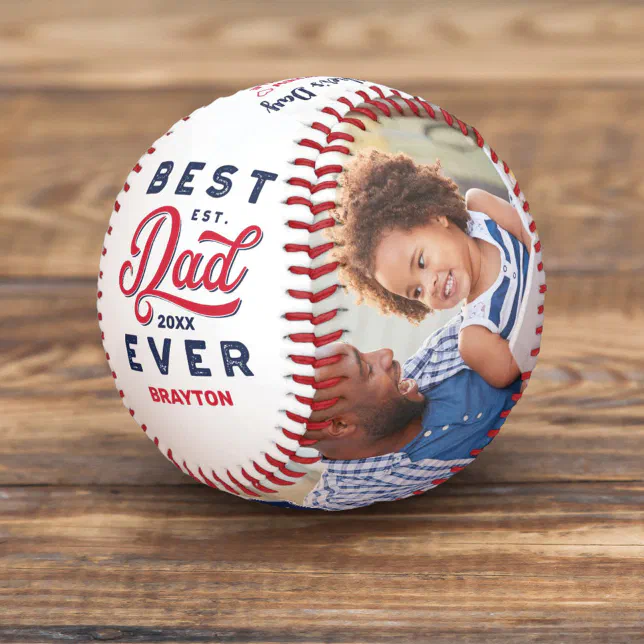 Best Dad Ever | Father's Day Photos & Monogram Baseball | Zazzle