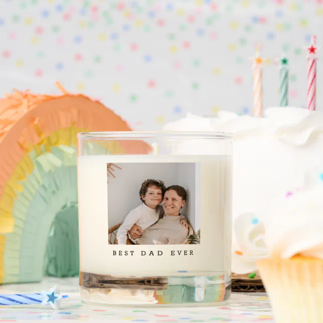 Best Dad Ever Full Photo Personalized Scented Candle | Zazzle