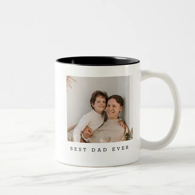 Best Dad Ever Full Photo Personalized Two-Tone Coffee Mug | Zazzle