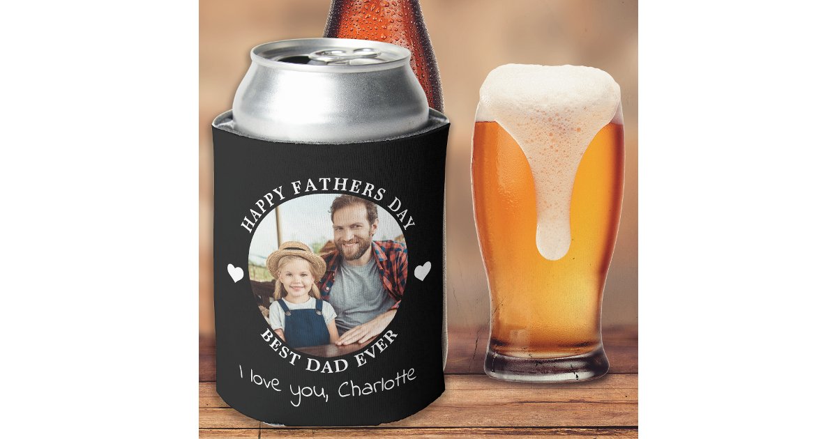 Best Dad Ever Happy Father's Day Custom 2 Photo Can Cooler | Zazzle