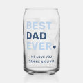 Best dad ever heart blue fathers day photo can glass | Zazzle