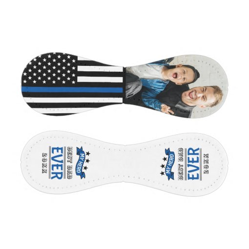 Best Dad Ever Hero Thin Blue Line Flag Photo Baseball | Zazzle