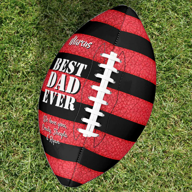 Best Dad Ever Leather Print Father`s Day Football | Zazzle