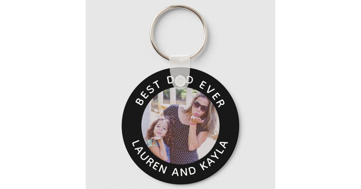 Best Dad Ever | Modern Minimal Photo Father Cool Keychain | Zazzle