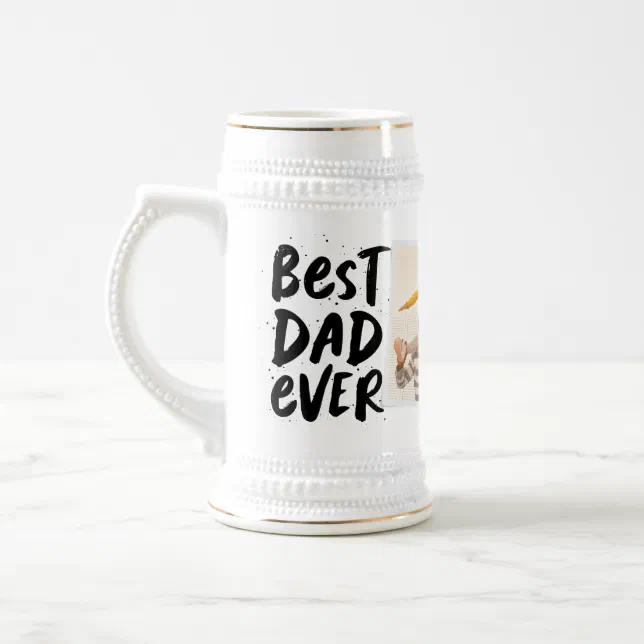 Best dad ever modern photo Father's Day Beer Stein | Zazzle