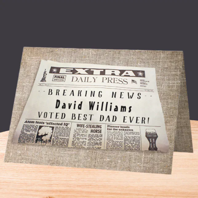 Best Dad Ever Newspaper Headline Father's Day Card | Zazzle