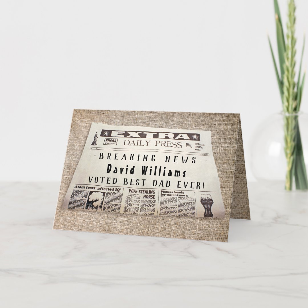 Best Dad Ever Newspaper Headline Father's Day Card | Zazzle