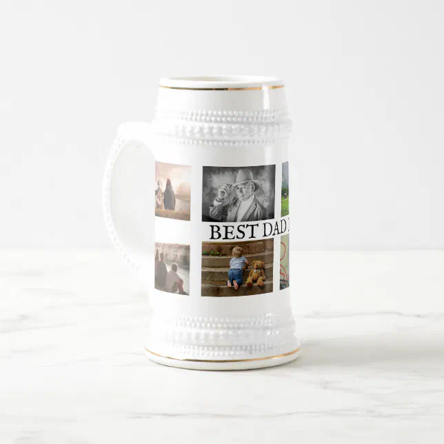 Best dad ever photo collage DIY fathers day Beer Stein | Zazzle
