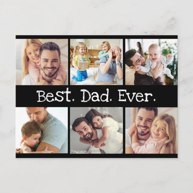 Best Dad Ever Photo Collage Fathers Day in Black Postcard | Zazzle