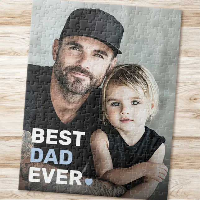 Best dad ever photo heart fathers day jigsaw puzzle | Zazzle