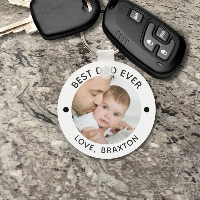 BEST DAD EVER Photo Personalized Keychain | Zazzle