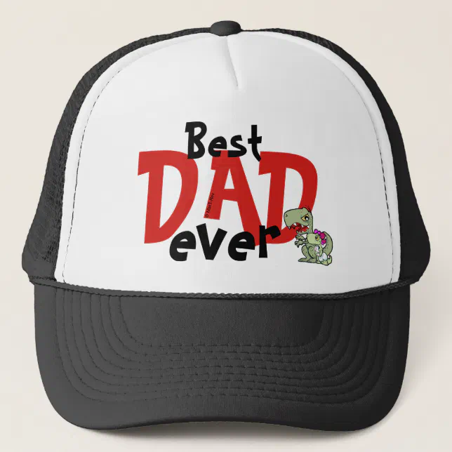 Best Dad Ever Red Black Text Baby Girl Father's Trucker Hat | Zazzle