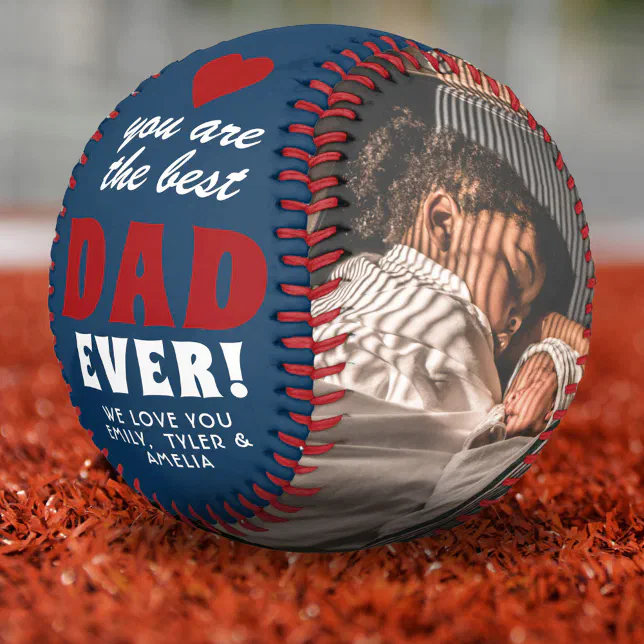 Best Dad Ever Red Heart Father`s Day 2 Photo Softball | Zazzle