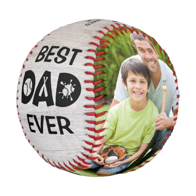 Best Dad Ever Rustic Baseball Photo Name Custom | Zazzle