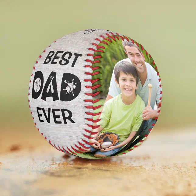 Best Dad Ever Rustic Baseball Photo Name Custom | Zazzle