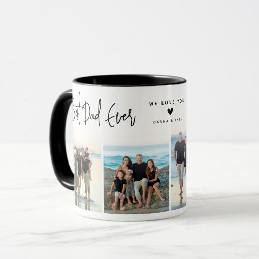 Best Dad Ever Script 4x Photo Mug | Zazzle