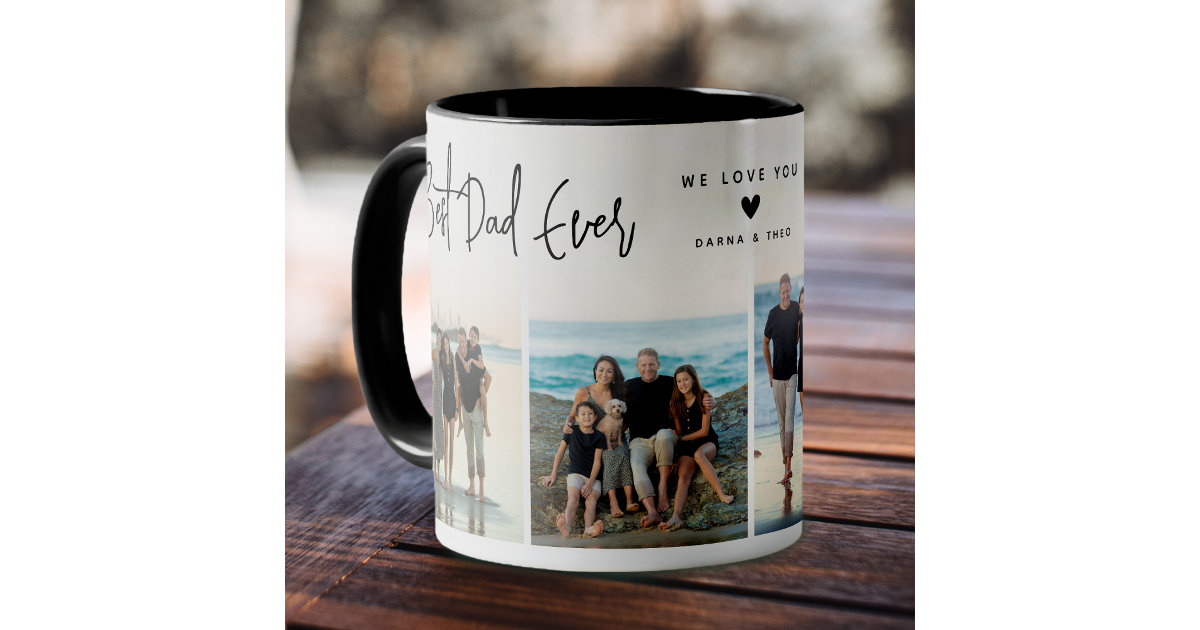 Best Dad Ever Script 4x Photo Mug | Zazzle