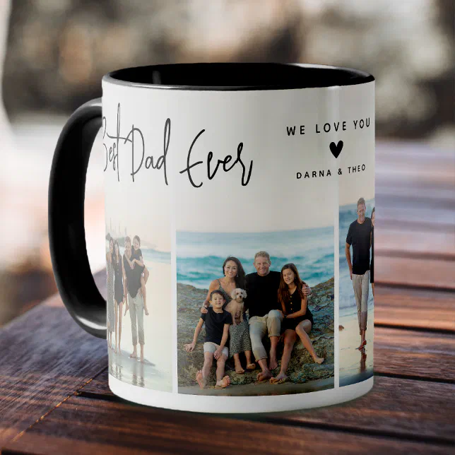 Best Dad Ever Script 4x Photo Mug | Zazzle