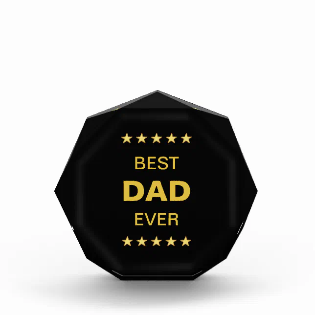Best Dad & Glittering Stars on Black Acrylic Award | Zazzle