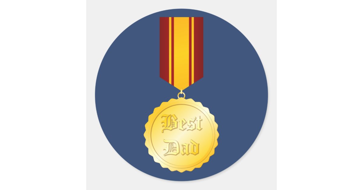 Best Dad Medal Brooch Father’s Day Classic Round Sticker | Zazzle